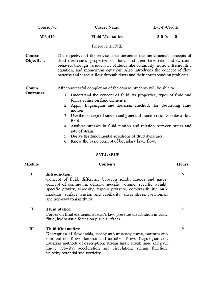NIT Meghalaya Prerequisites For Fluid Mechanics | PDF | Fluid Dynamics ...