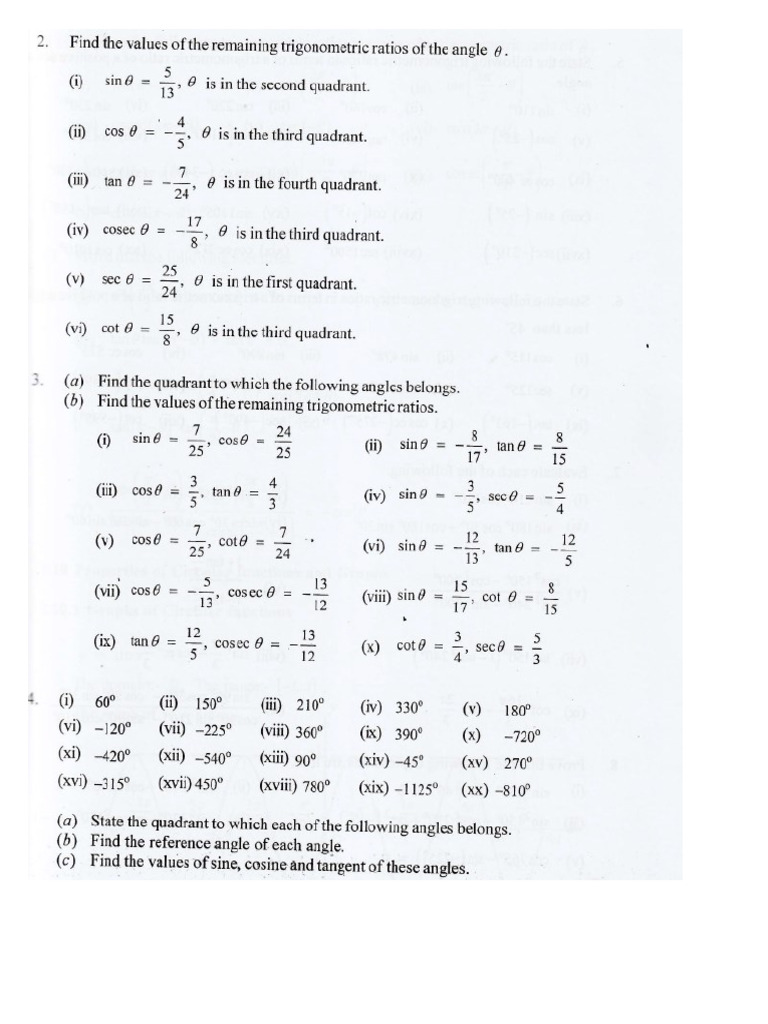 Trigonometry Home Work | PDF