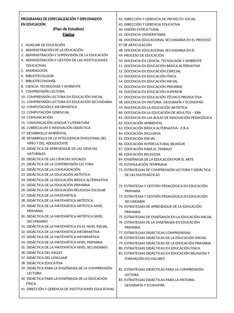 Programas de Especialización Educativa | PDF | Educación de la primera infancia | Enseñando