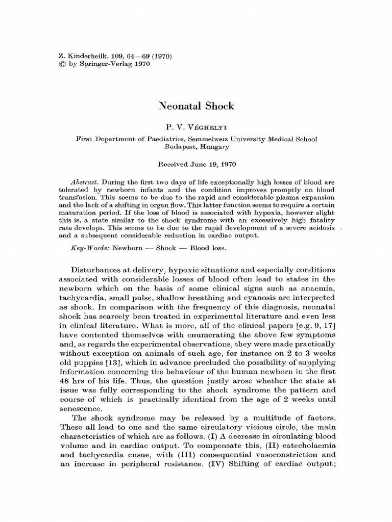 1970 - Springer Verlag - Shock | PDF | Blood | Shock (Circulatory)