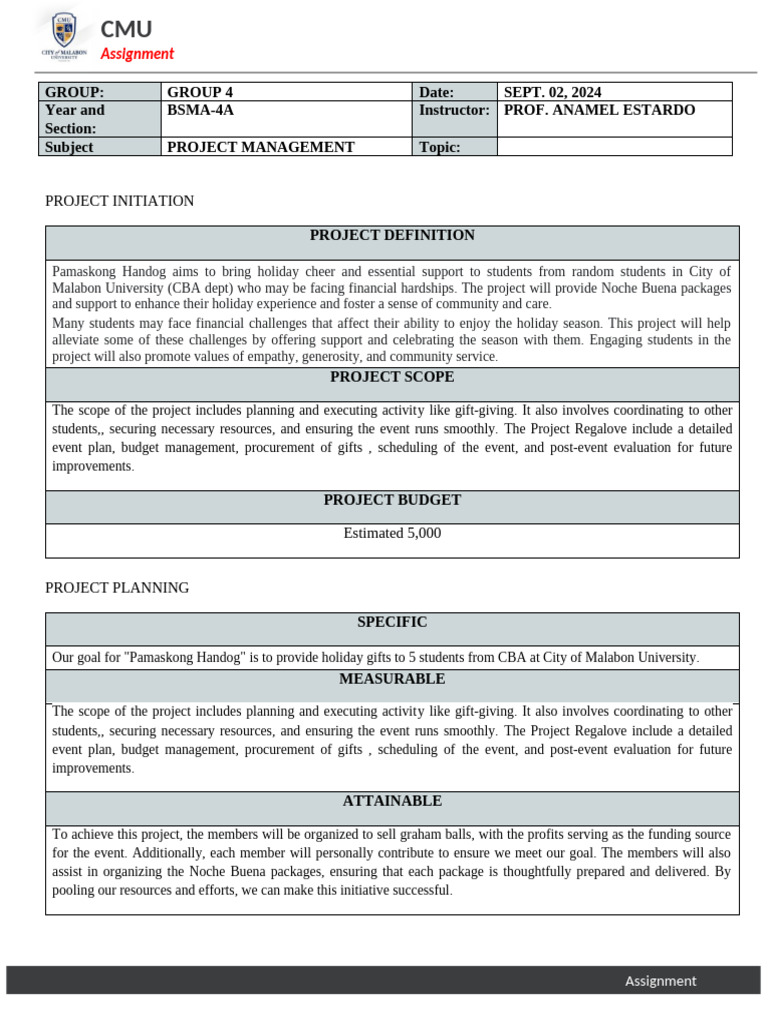 Project Initiation Group4 | PDF