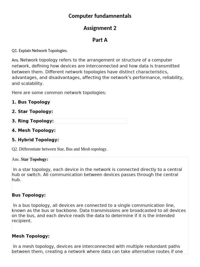 Computer Fundamnentals Assignment 2 | PDF | Network Topology | Computer Virus