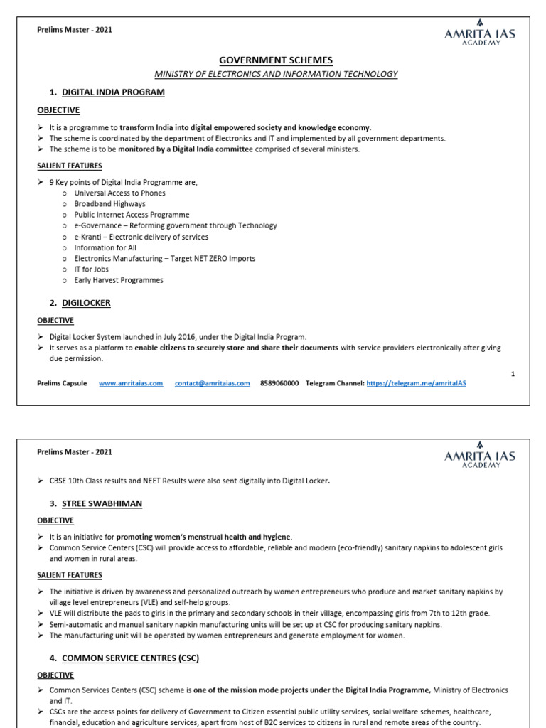 Government Schemes - MeitY | PDF