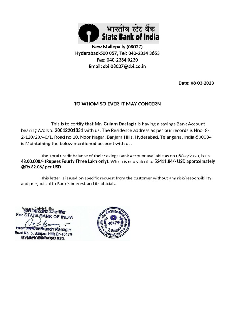 Latest SBI Statement | PDF