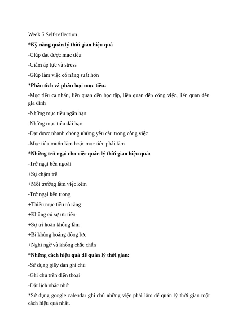 Week 5 Self-Reflection | PDF