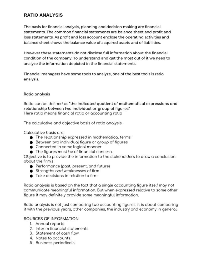 Comprehensive Guide to Ratio Analysis | PDF | Equity (Finance) | Dividend