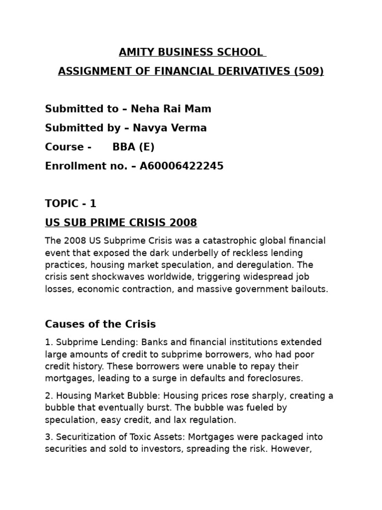 Neha assignment | PDF | Derivative (Finance) | Economic Bubble Neha assignment | PDF | Derivative (Finance) | Economic Bubble
