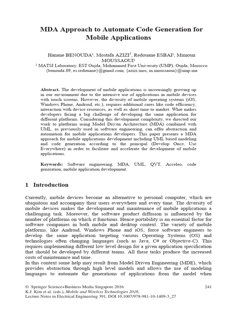 MDA for Mobile App Code Automation | PDF | Computer Science | Software ...