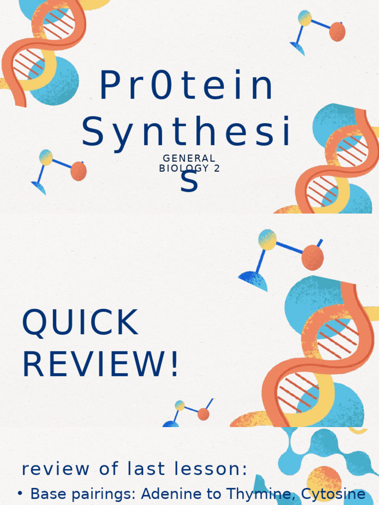 Protein Synthesis Overview Guide | PDF | Messenger Rna | Rna