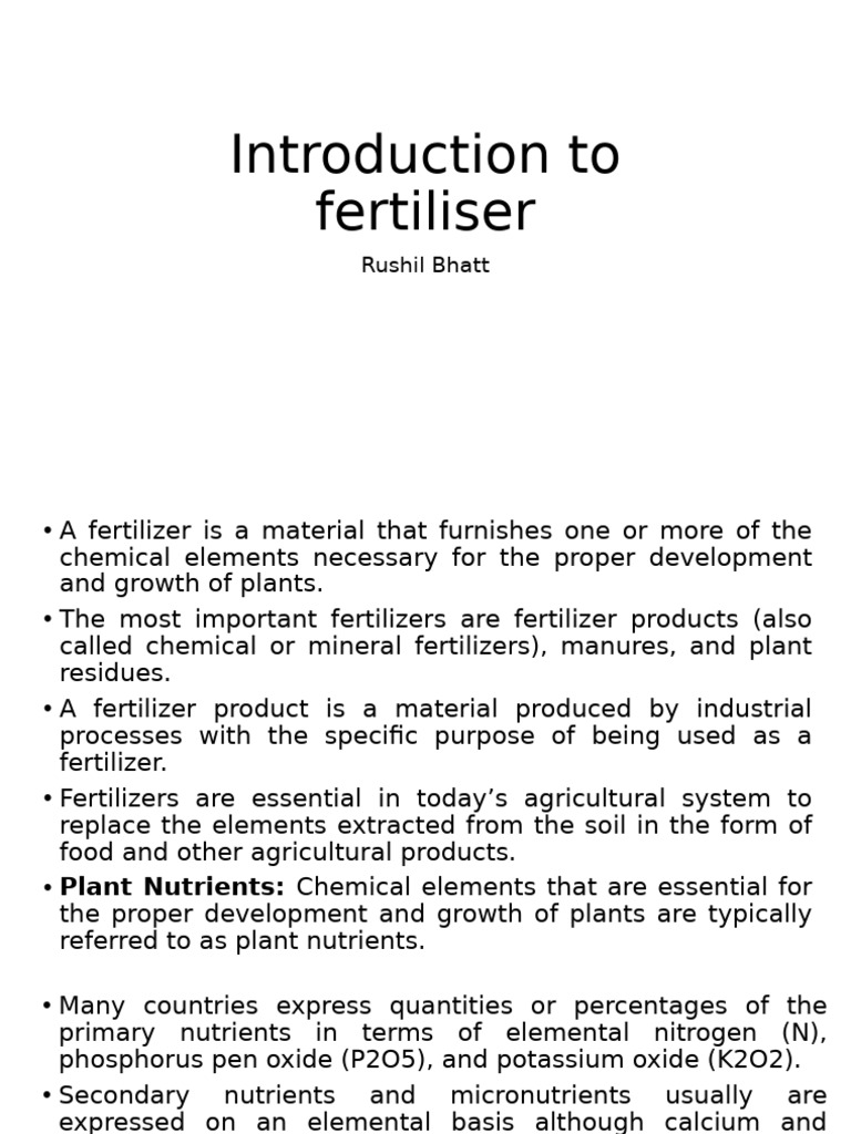 Introduction To Fertiliser | PDF | Plant Nutrition | Fertilizer