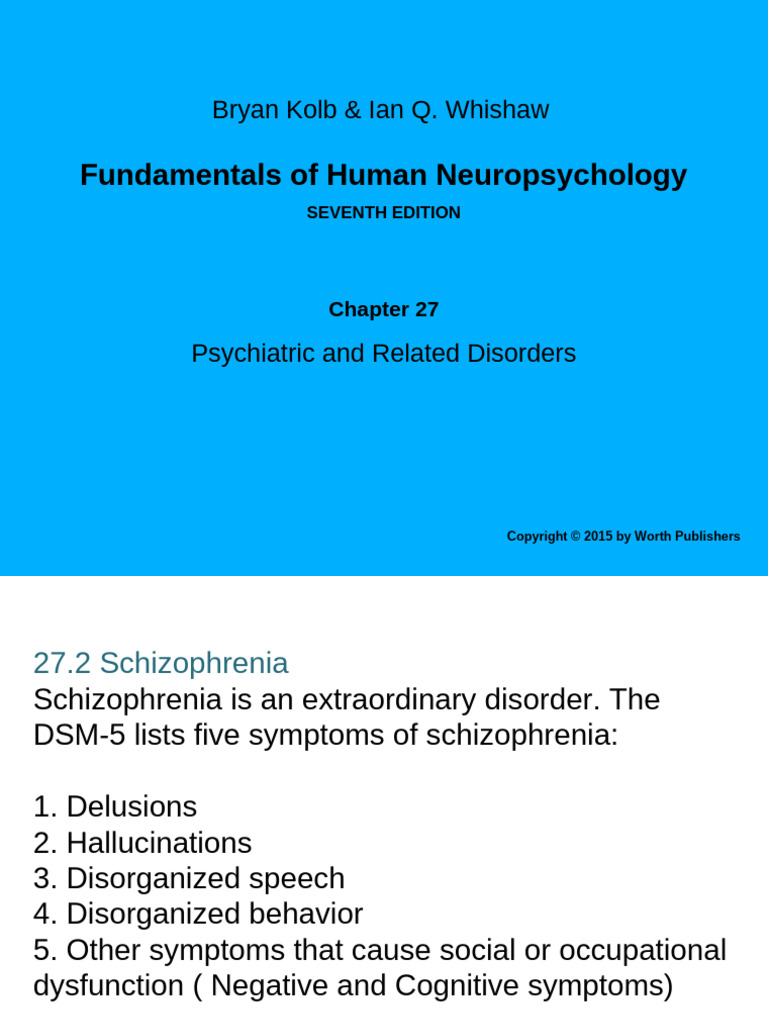 Psychiatric Disorders - ch27 | PDF | Schizophrenia | Dopamine