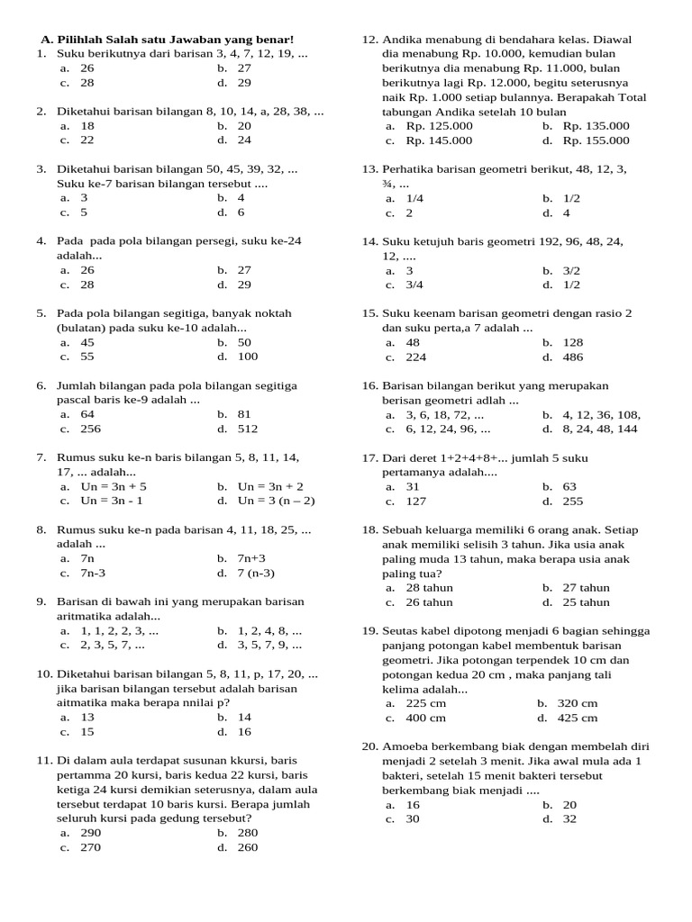 Soal MTK KLS 8 | PDF