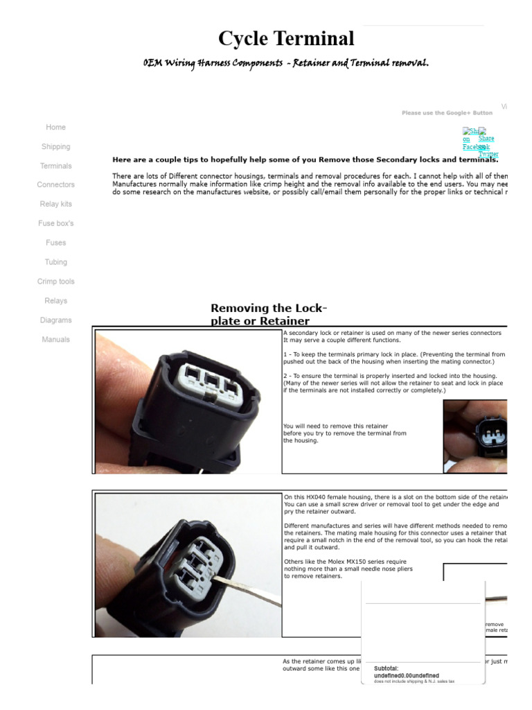 Terminal and Retainer Removal Guide | PDF | Electrical Connector ...