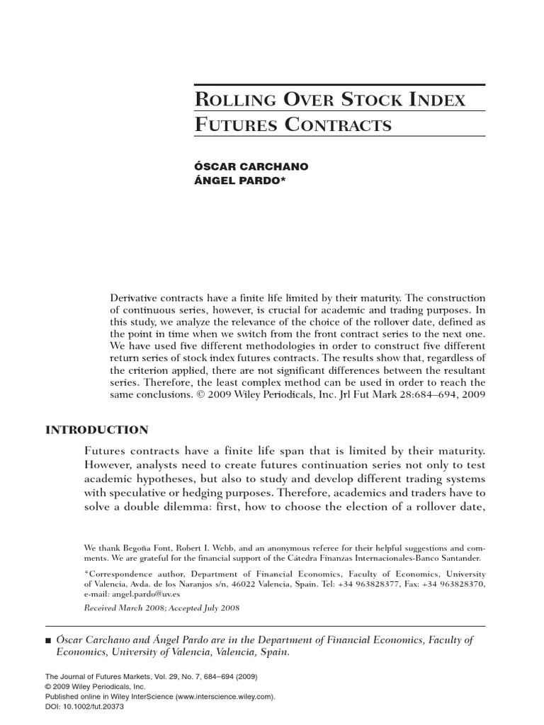 Rollover Strategies for Stock Index Futures | PDF | Futures Contract ...
