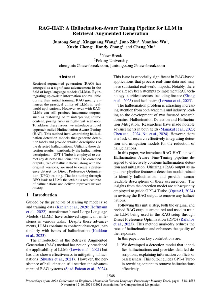 RAG-HAT - A Hallucination-Aware Tuning Pipeline For LLM in Retrieval ...