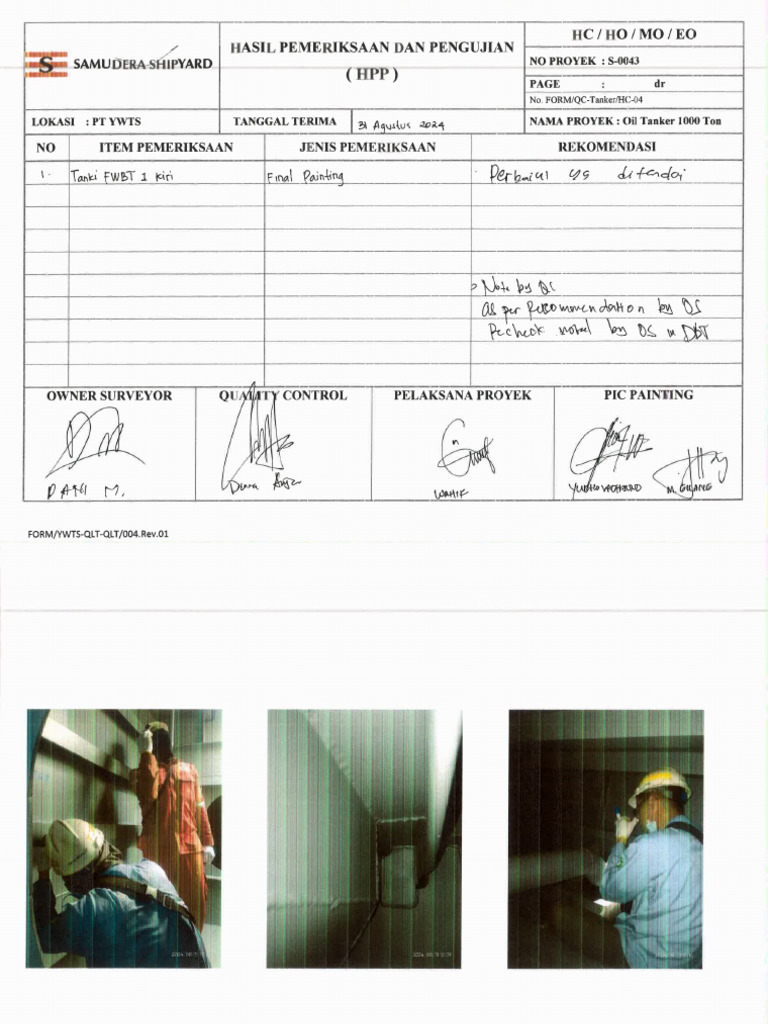 2.1.5.8 HPP Final Coating & DFT Check FWBT 1 PS | PDF