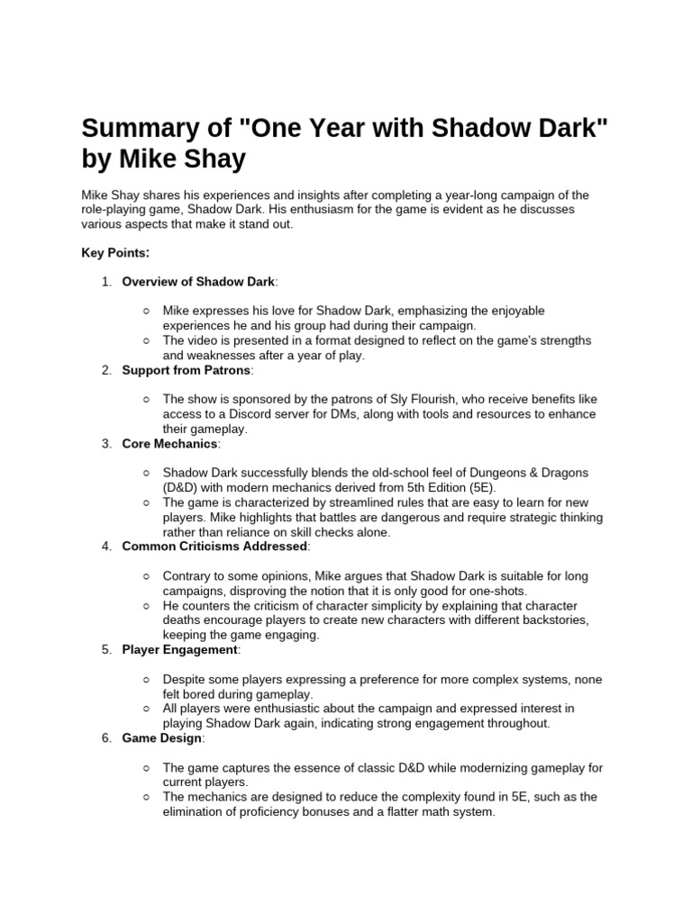 Shadowdark Summary of Use | PDF | Dungeons & Dragons | Role Playing Games