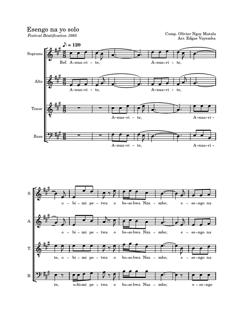 Esengo Na Yo Solo | PDF | Singing | Vocal Music