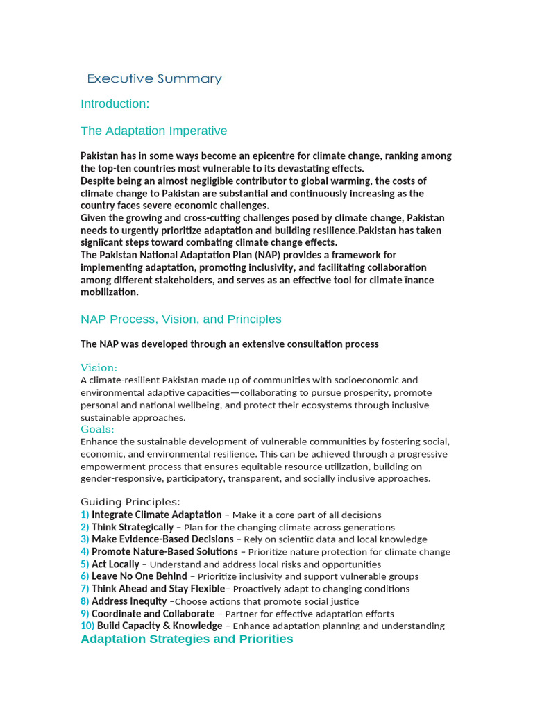 Environment Adaptation Plan | PDF | Climate Resilience | Disaster Risk ...