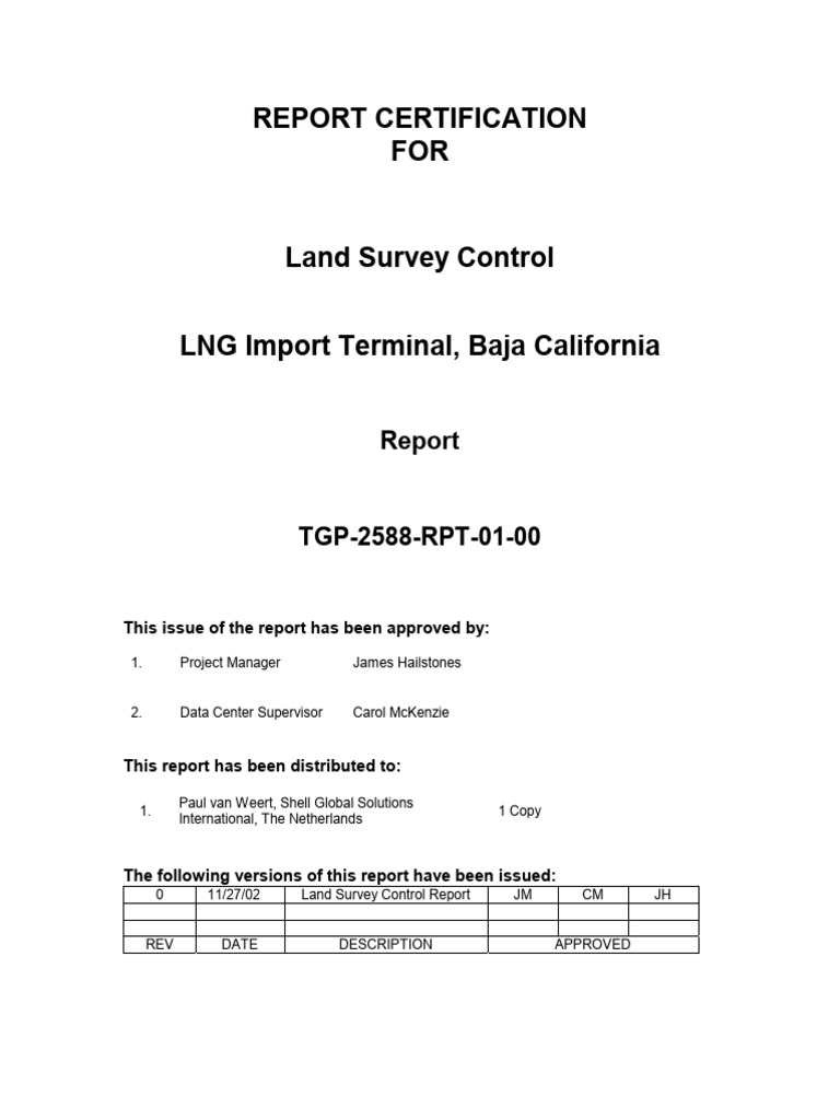LNG Terminal Land Survey Report | PDF | Surveying | Geodesy