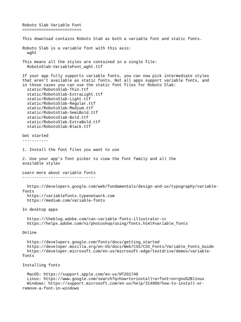 Roboto Slab Font Guide | PDF