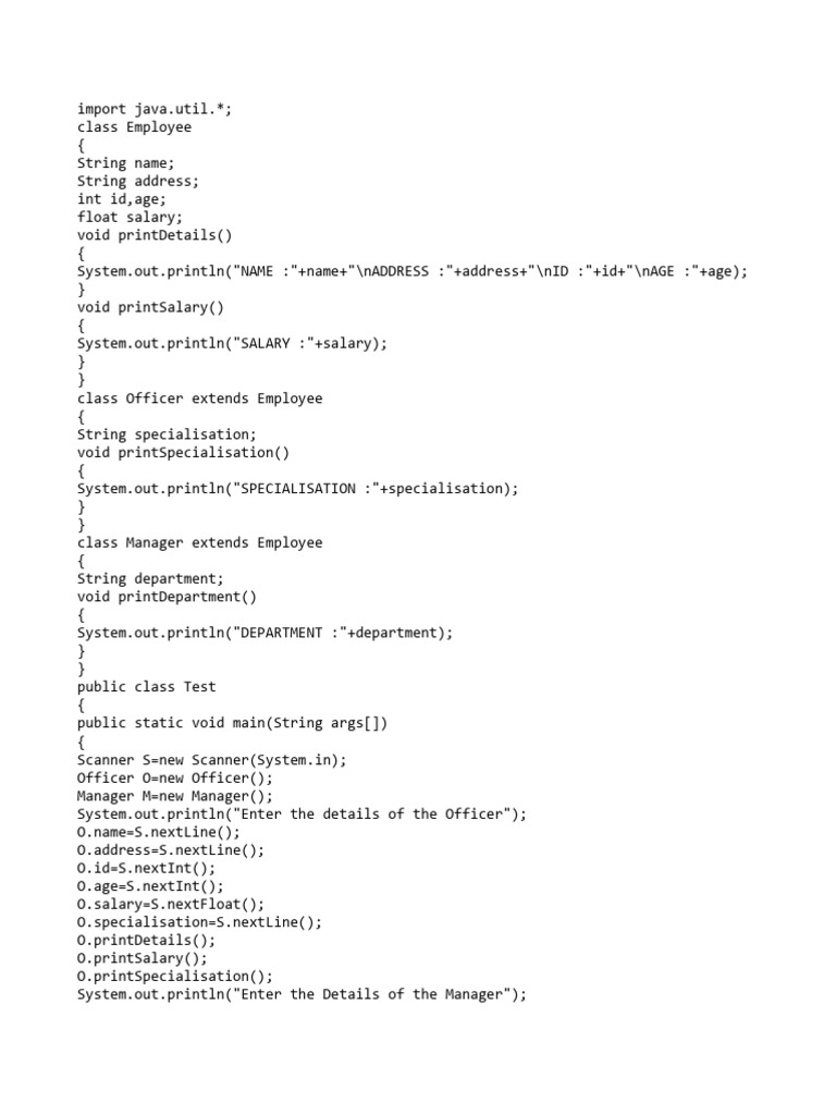 Java Employee Management System | PDF
