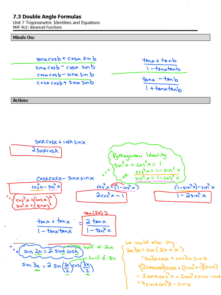 7.3 Double Angle Formulas Completed Note | PDF