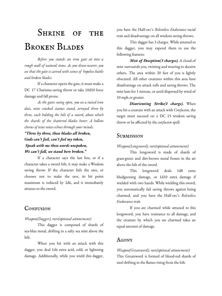 The Temple of Broken Blades | PDF | Sword | Melee Weapons