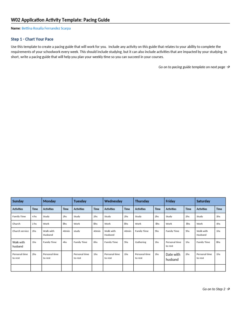 W02 Application Activity Template | PDF | Procrastination | Professional Skills