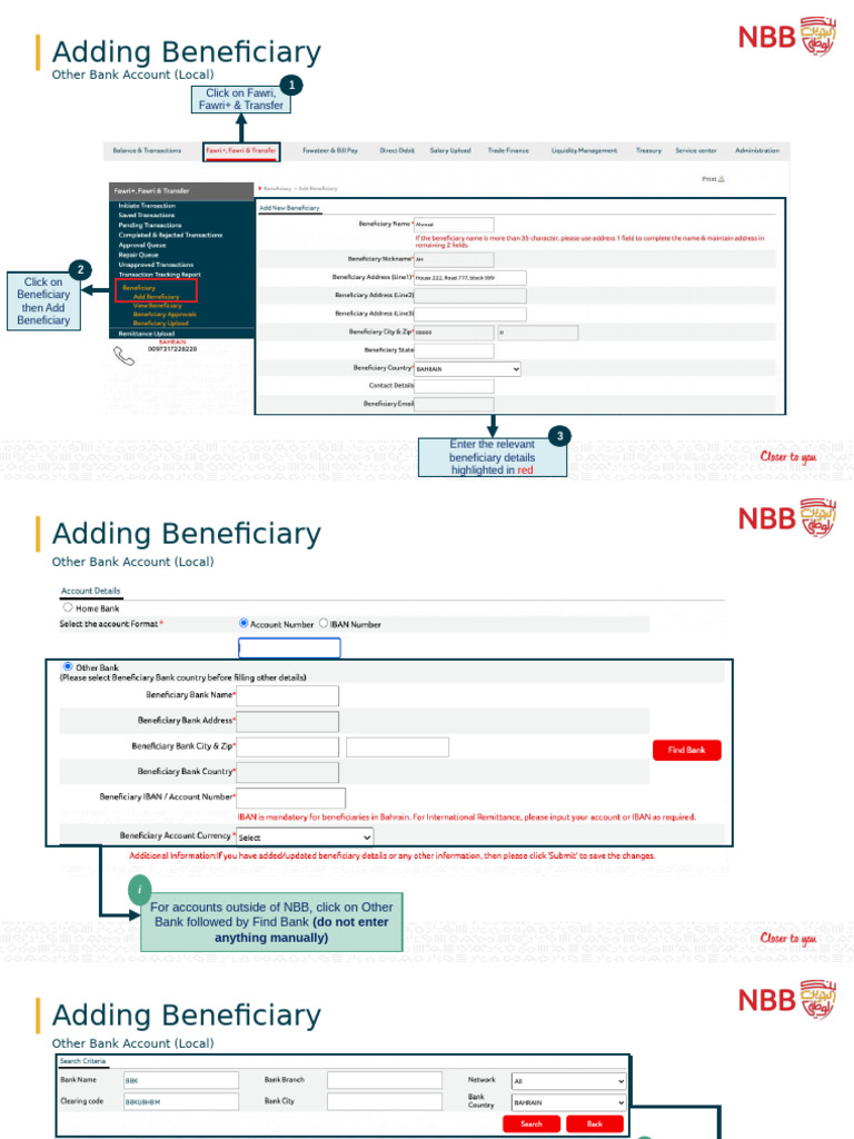 Steps - Adding Beneficiary + Transaction Steps | PDF | Banking | Computing