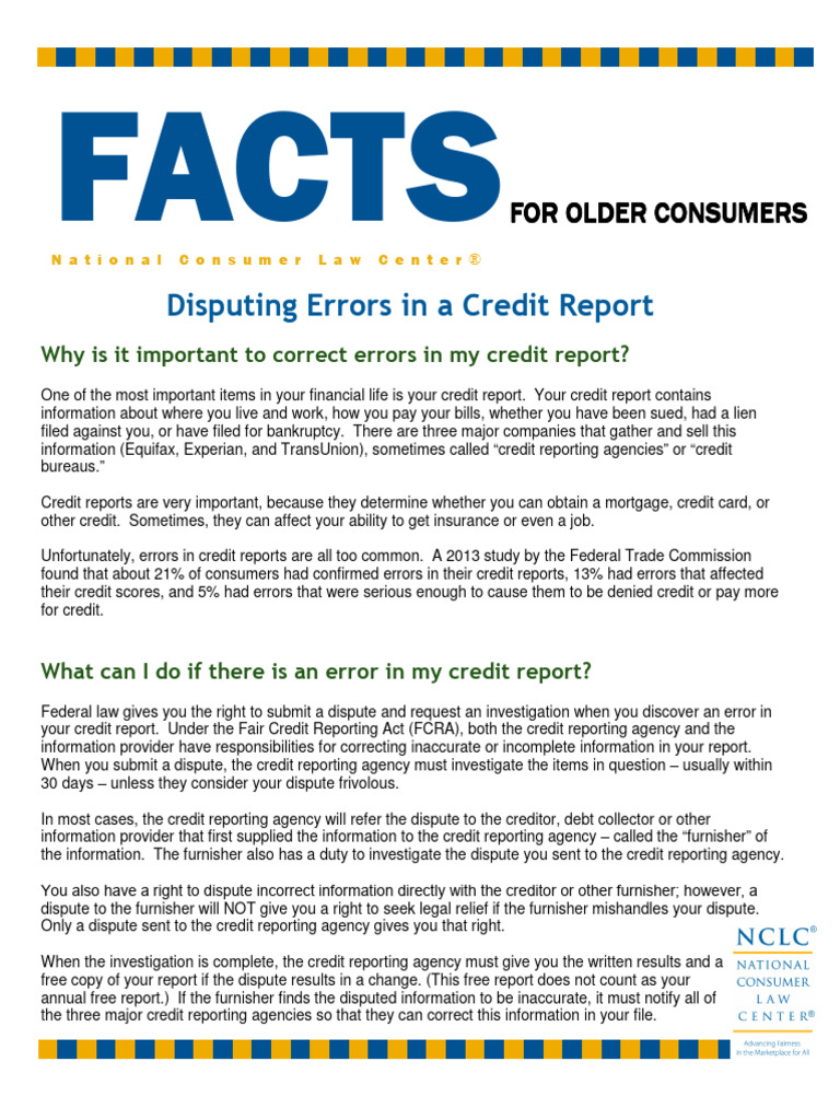 CF - Disputing Errors in A Credit Report | PDF | Credit History | Credit Bureau