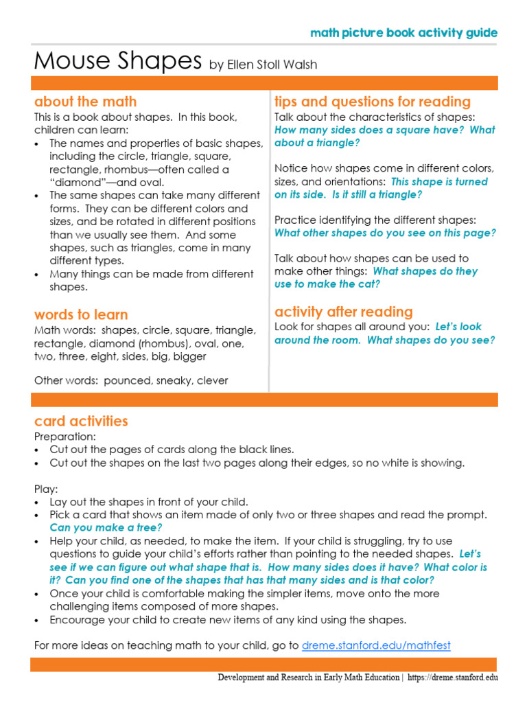 Mouse Shapes Activity Guide | PDF | Shape | Geometry