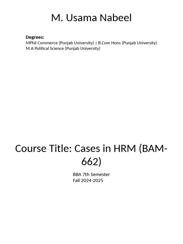 Cases in HRM Detailed Slides | PDF