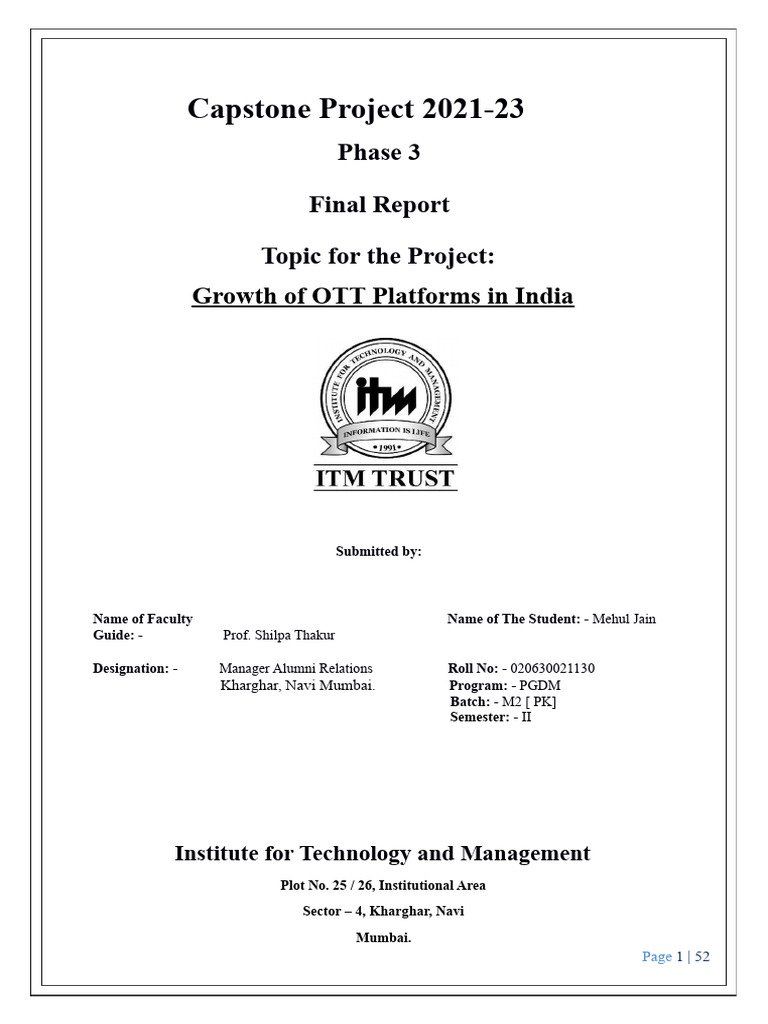 Mehul Jain Phase 3 Final Report Capstone Project | PDF | Netflix ...