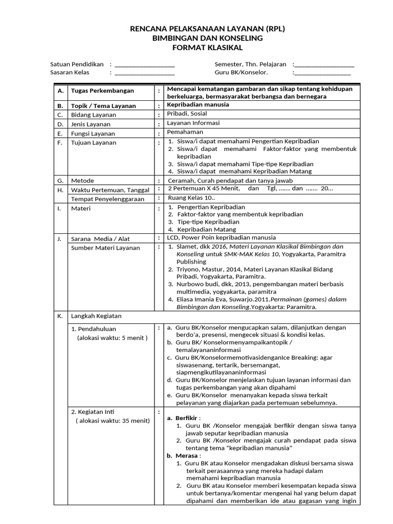 RPL BK Kepribadian Manusia | PDF
