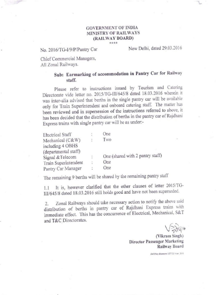 PantryCar Berth Allocation | PDF