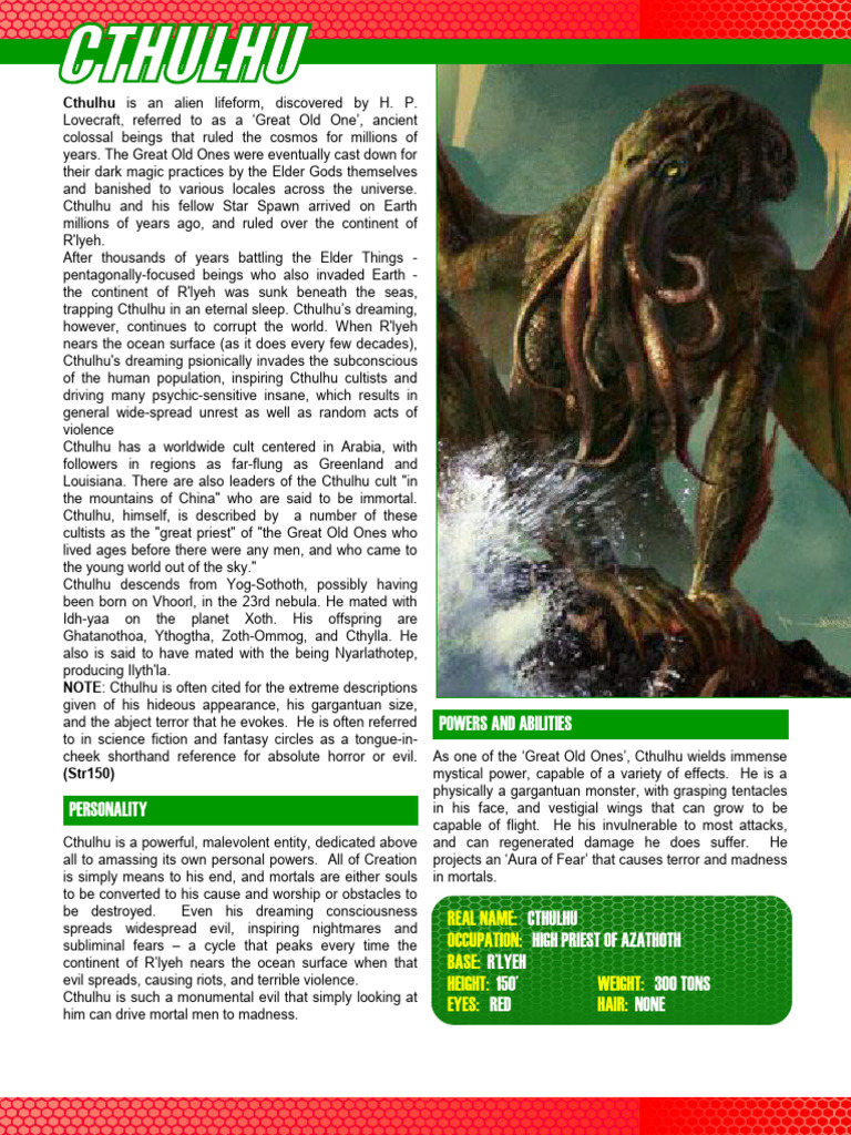 Cthulhu: Powers and Abilities Overview | PDF | Cthulhu | H. P. Lovecraft