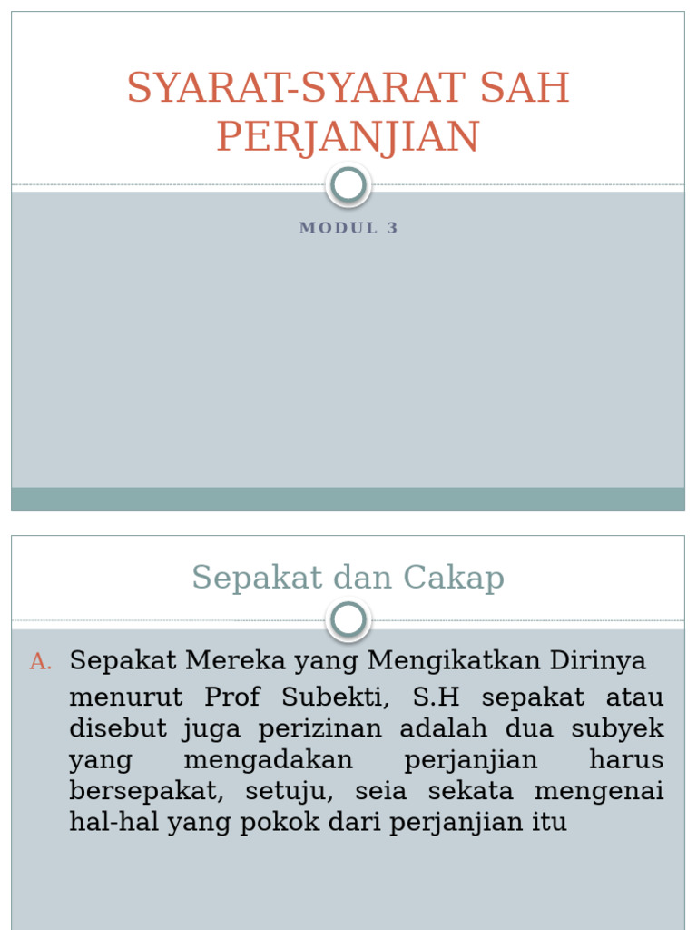 Modul3 Syarat-Syarat Sah Perjanjian | PDF