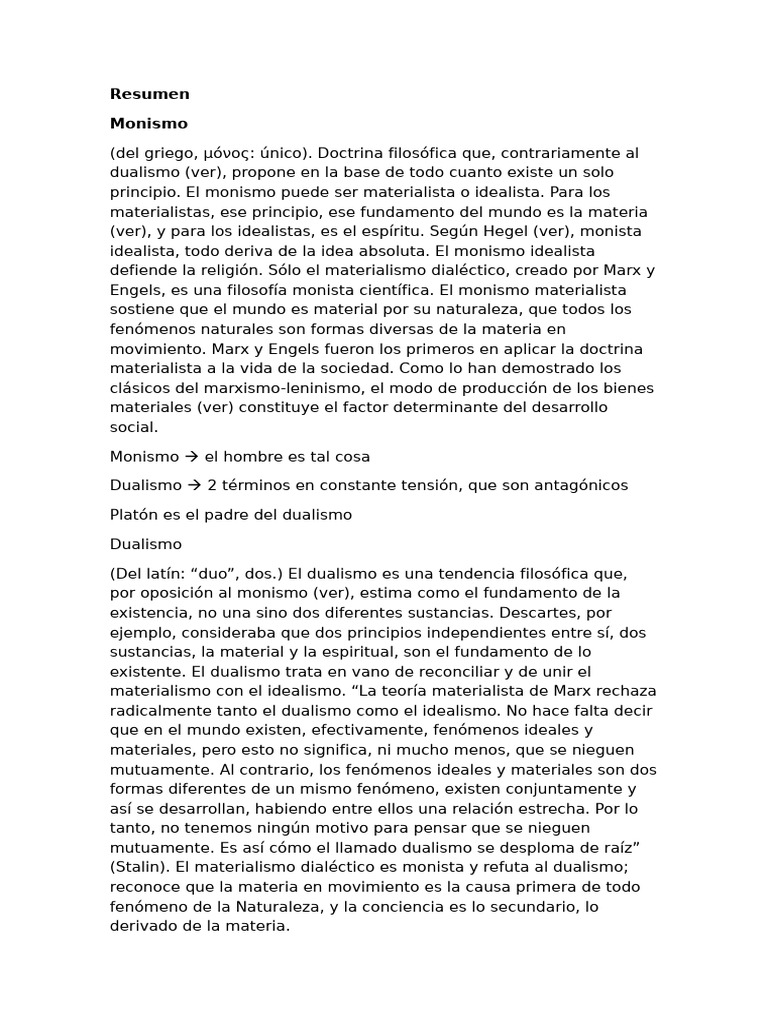 Resumen Final Fundamentos de Los DDHH | PDF | Monismo | Platón