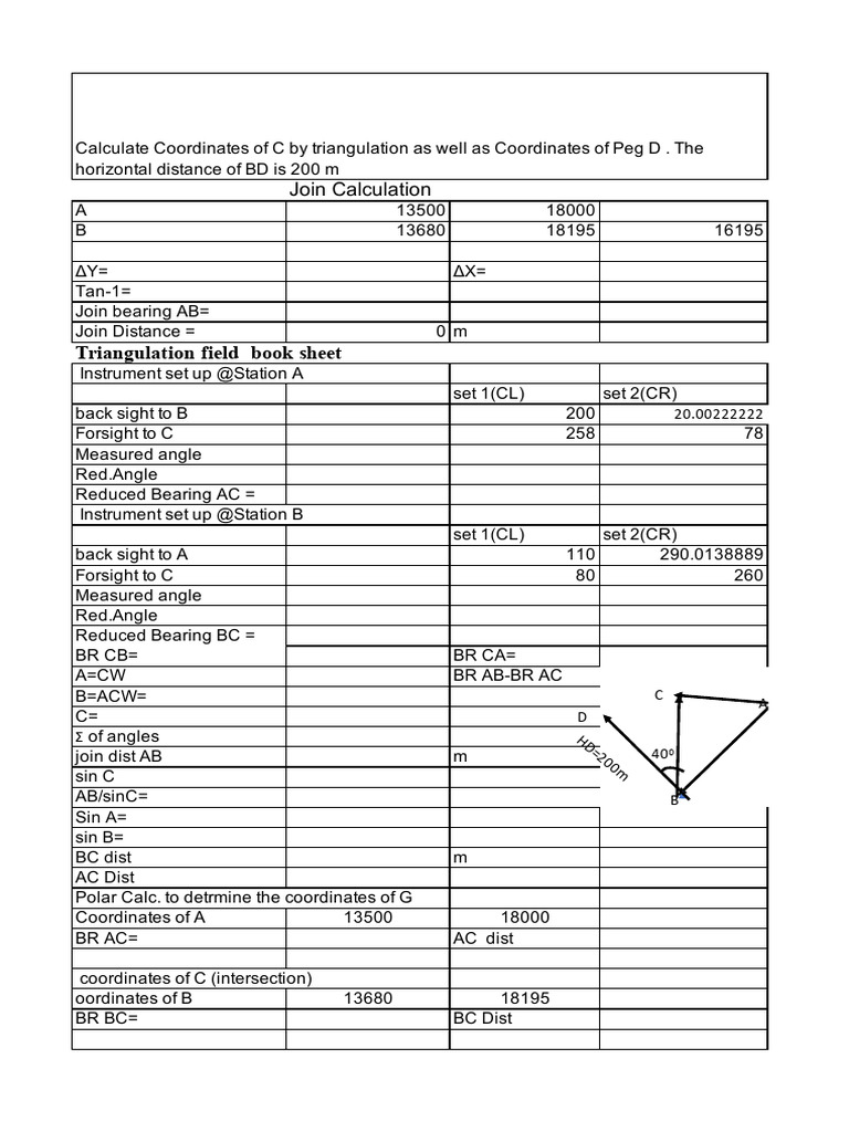Triangulation Field Book Present 15 August 24 Test 3 23 | PDF | Angle ...