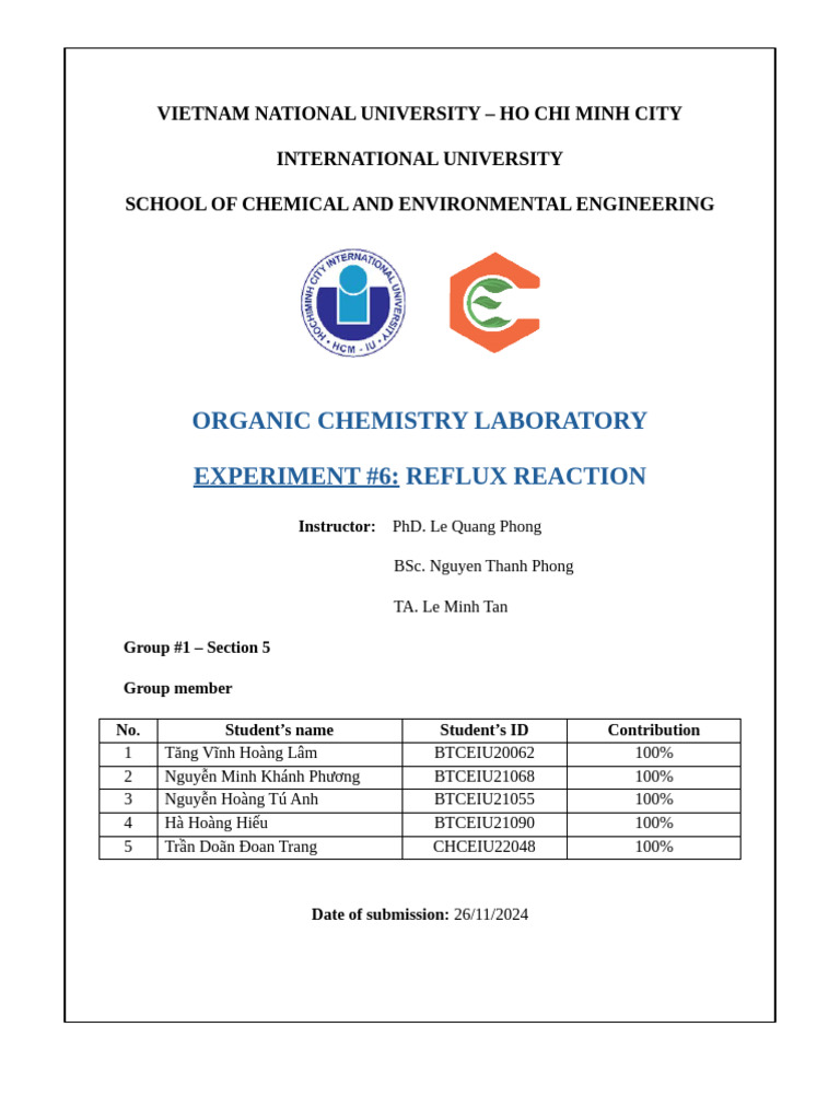 Organic Chemistry Lab Report - Group 1 - Experiment 6 | PDF | Thin Layer Chromatography ...