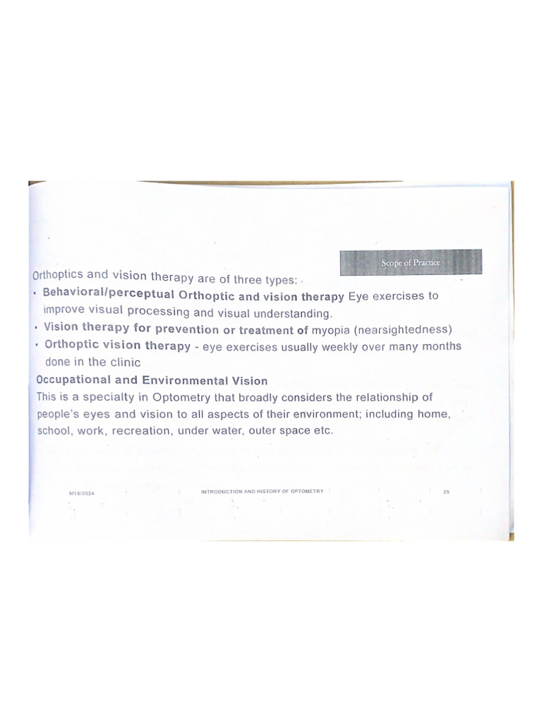 Behavioralperceptual Orthoptic and Vision Therapy Eye Exercises To | PDF