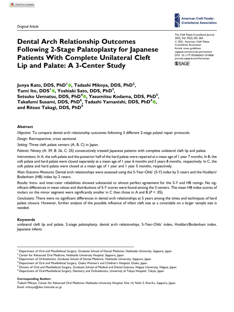 Kato J, 2022 - Dental-Arch-Relationship-Outcomes-Following-2-Stage ...