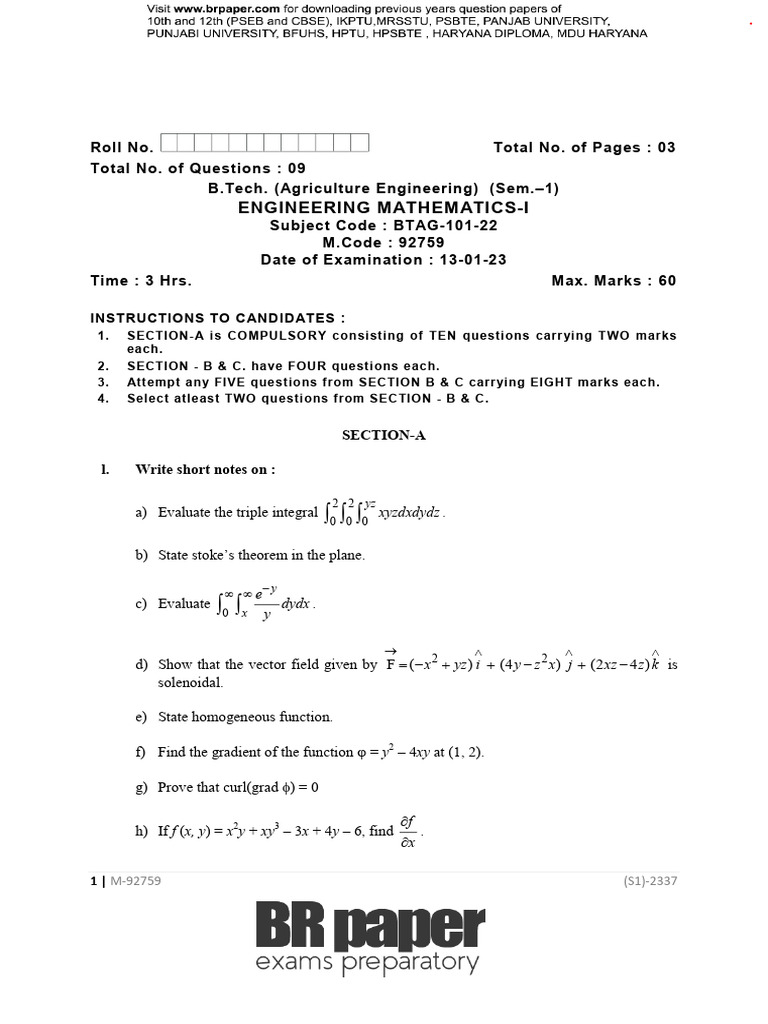 E Math (1st 2nd) May2023 | PDF | Operator Theory | Mathematical Analysis