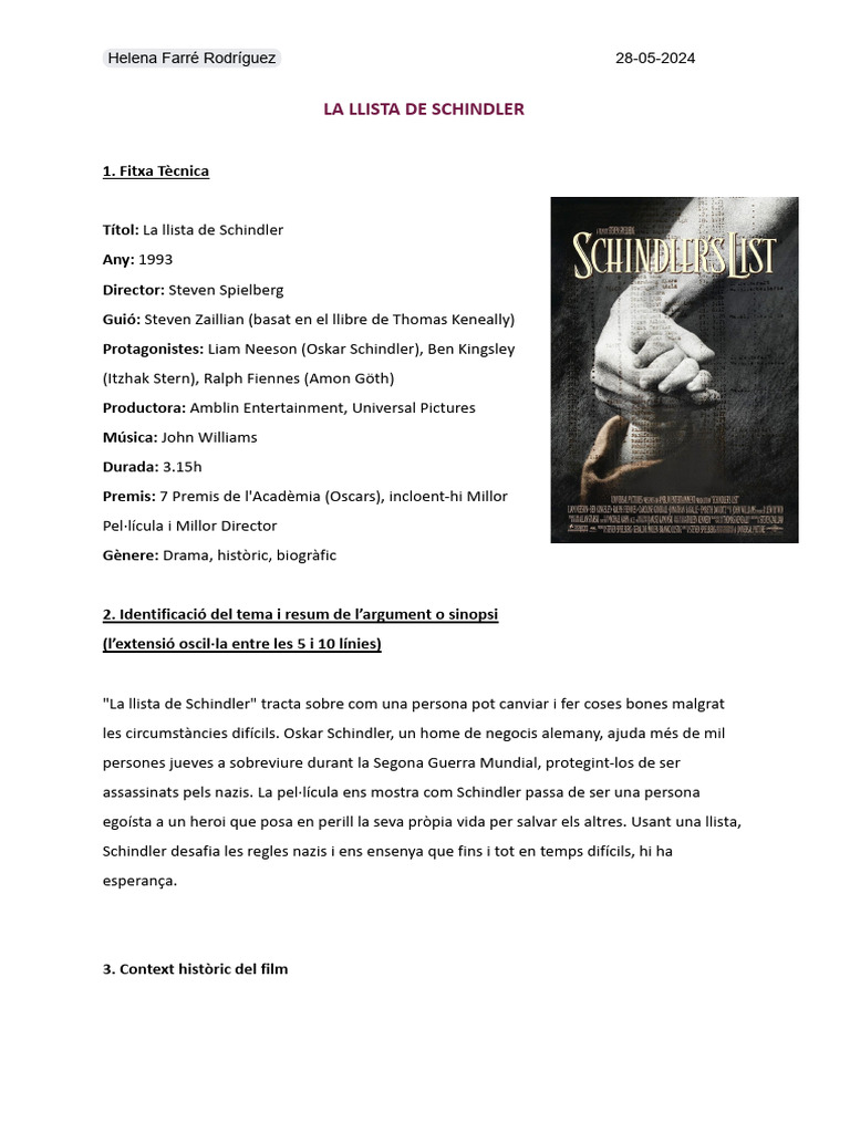 La Llista de Schindler | PDF