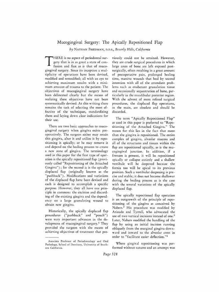 Mucogingival Surgery The Apically Repositioned Flap - Friedman | PDF ...
