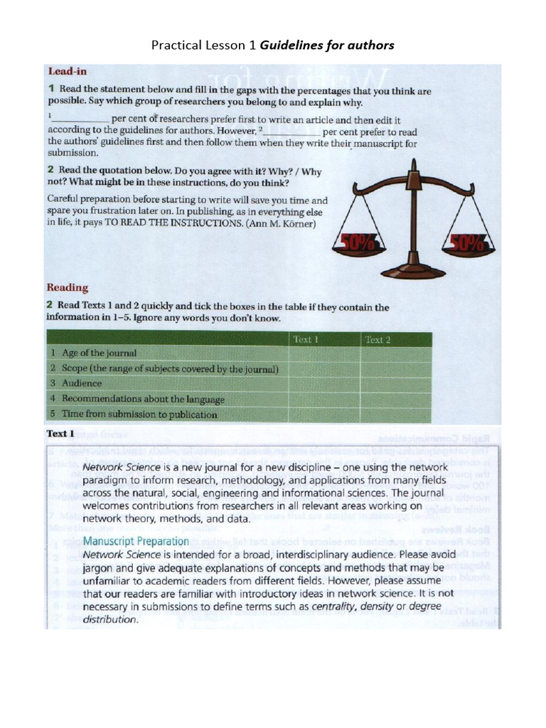 Practical Lesson 1 Guidelines for authors (2) | PDF