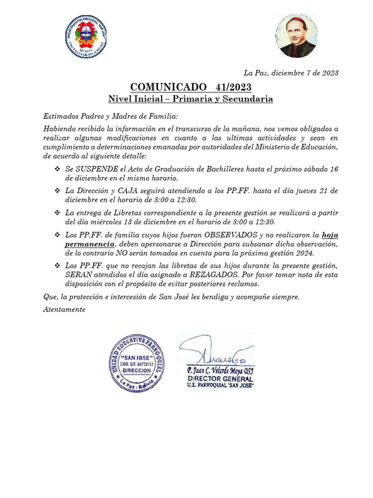 Comunicado 41 PP - FF. 2023 | PDF