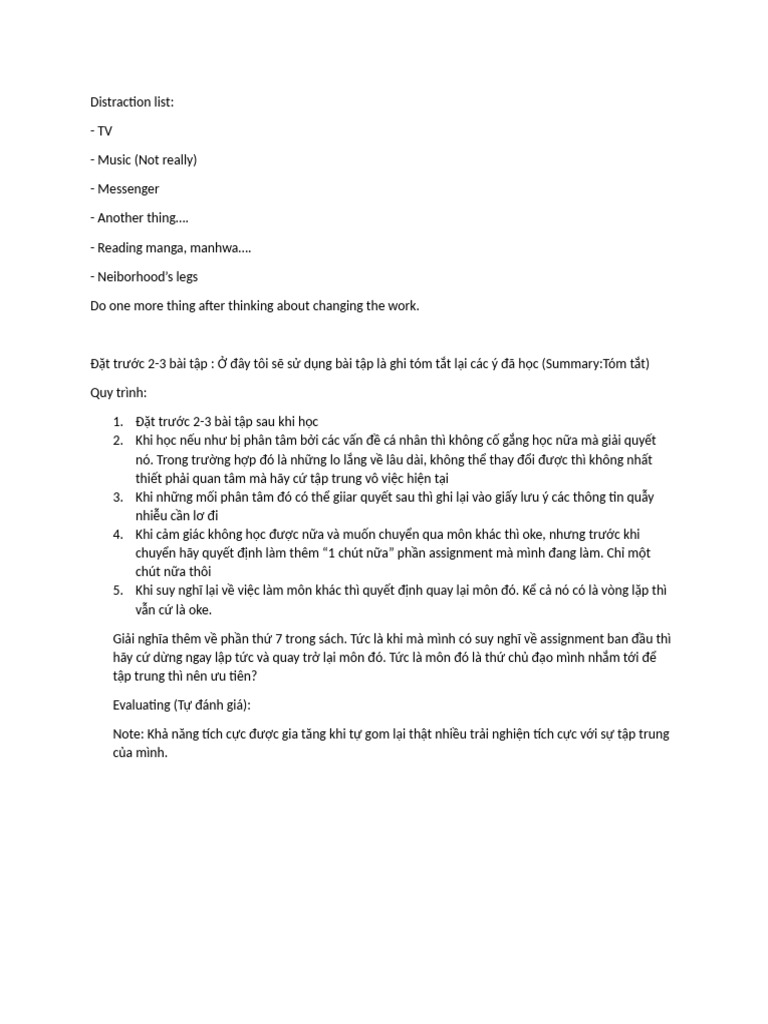 Distraction List | PDF