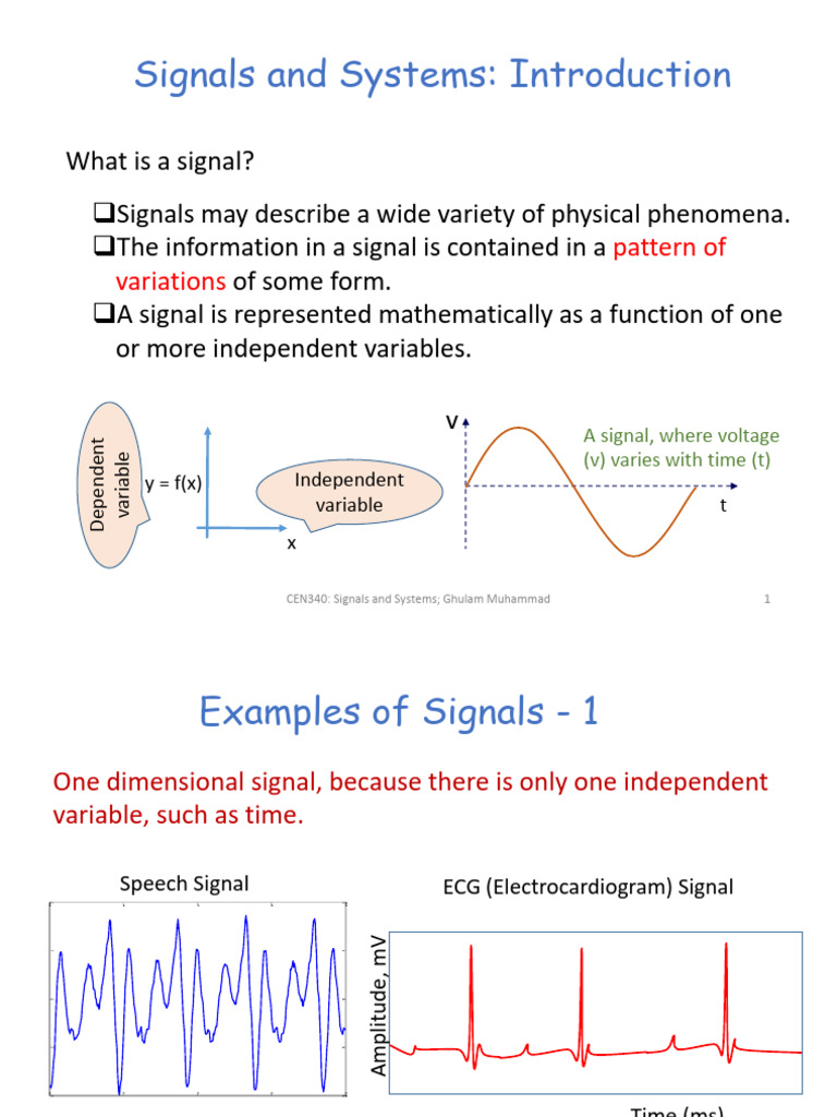 Cen340 - Chapter 1 - Signals and Systems | PDF | Discrete Time And Continuous Time | Amplitude